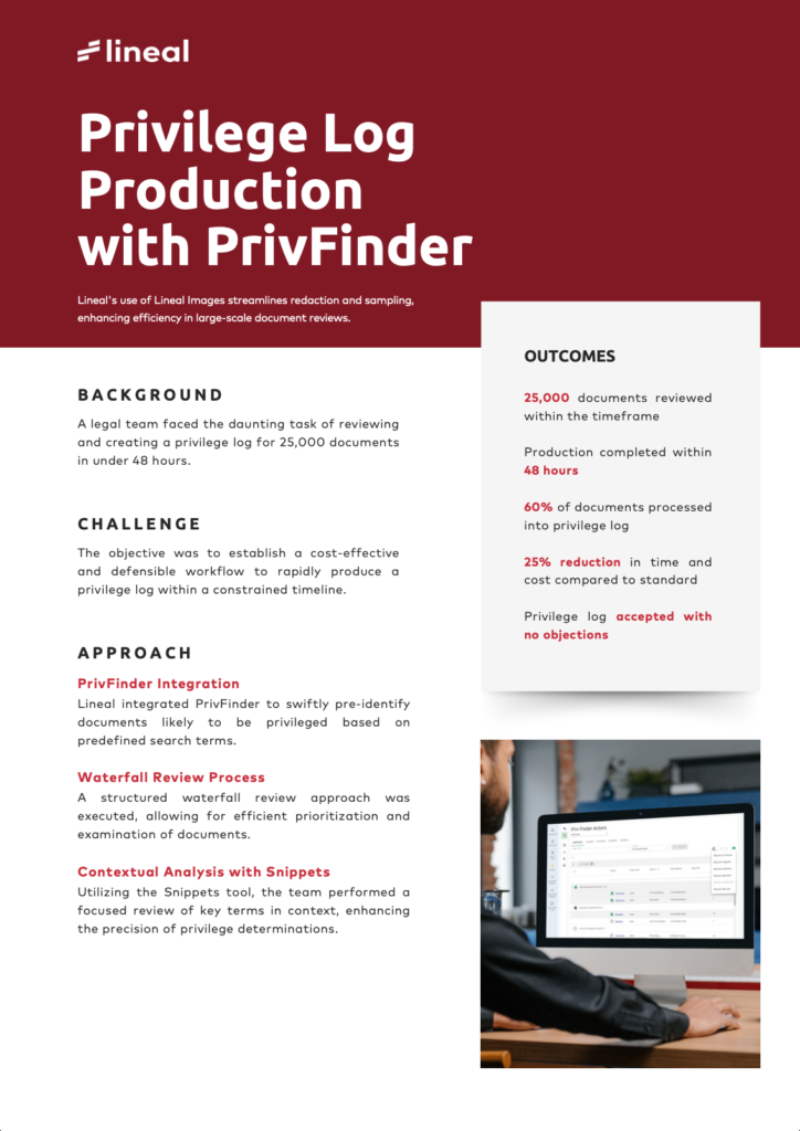 Privilege Log Production with PrivFinder - Lineal