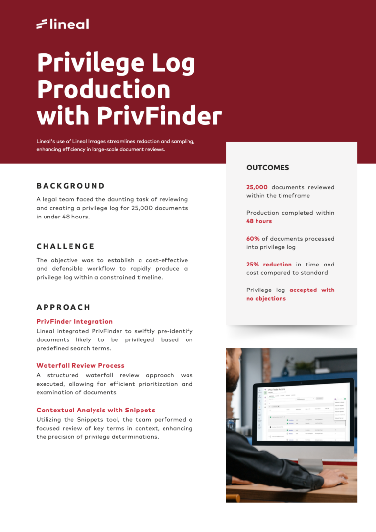 Privilege Log Production with PrivFinder - Lineal